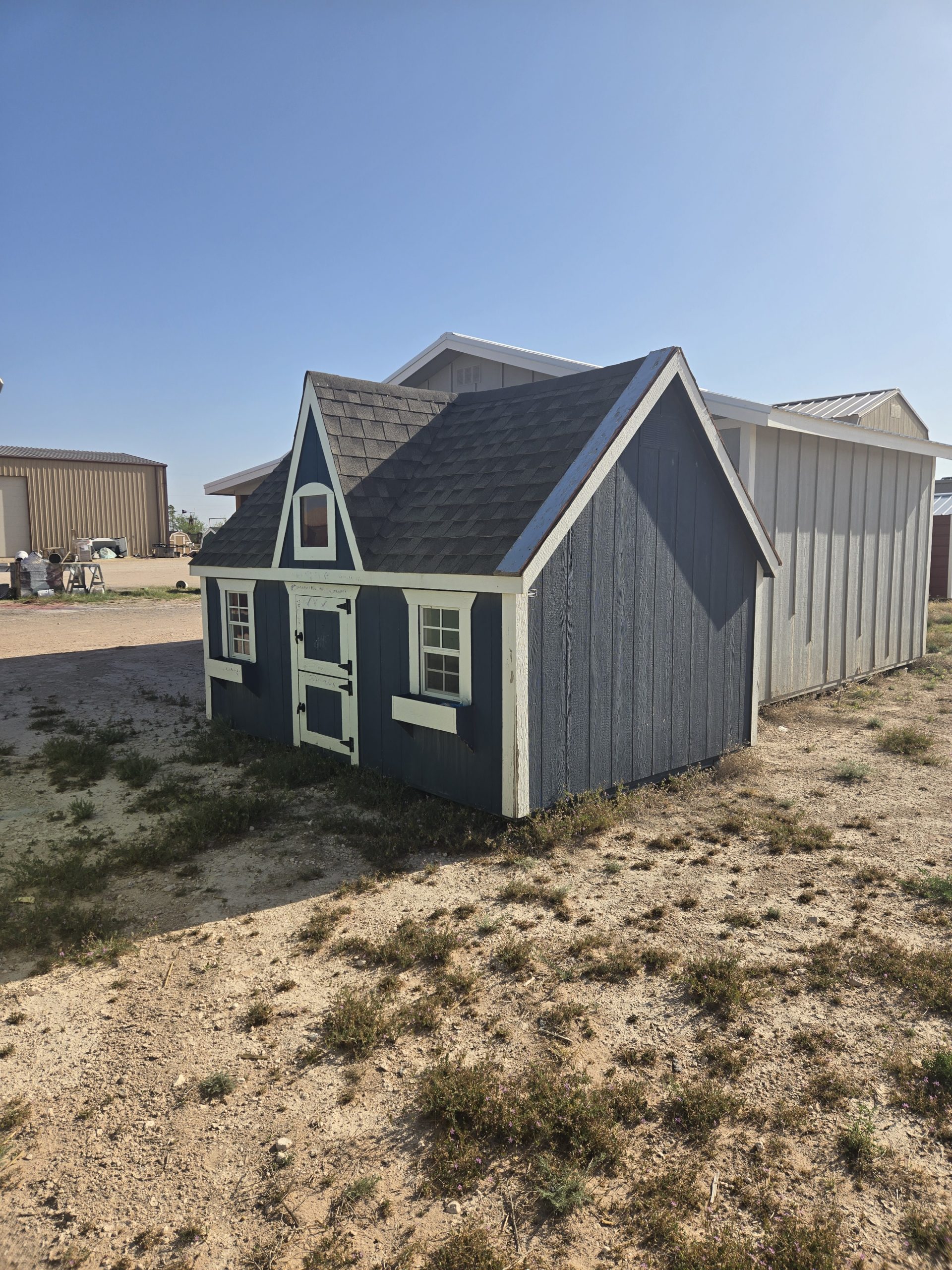 8×12 HIDEOUT PLAYHOUSE – Navy Blue - LELAND'S SHEDS