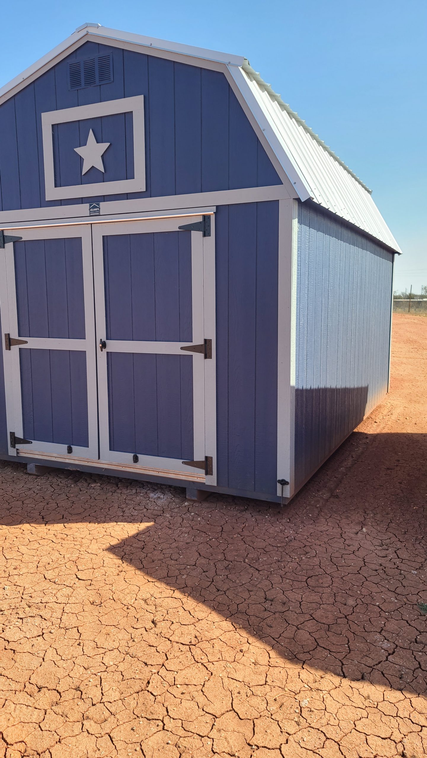 10×16 Lofted Barn Shed – Navy Blue - LELAND'S SHEDS