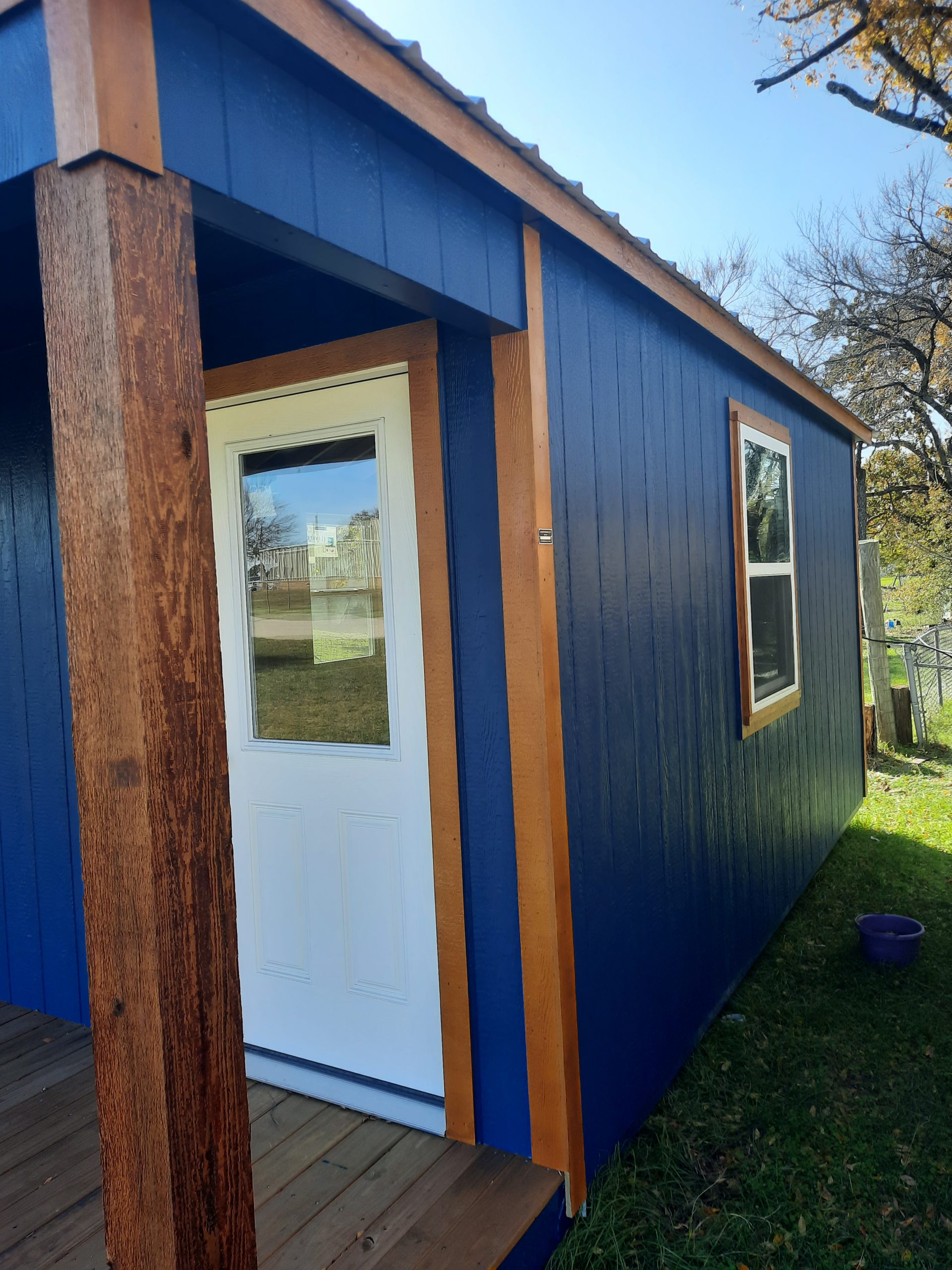 12×20 Cabinette Shed – Navy Blue - LELAND'S SHEDS