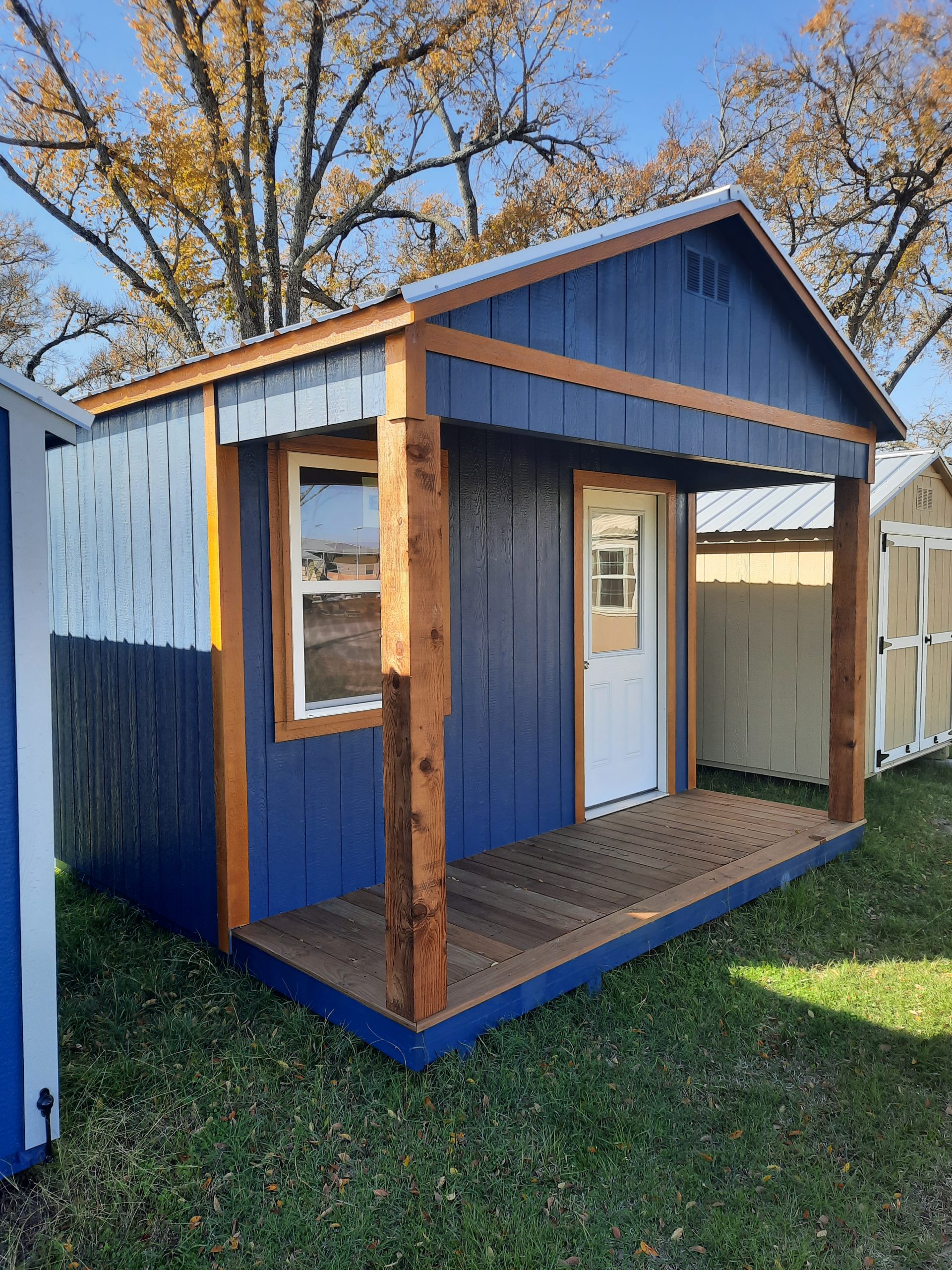 12×20 Cabinette Shed – Navy Blue - LELAND'S SHEDS