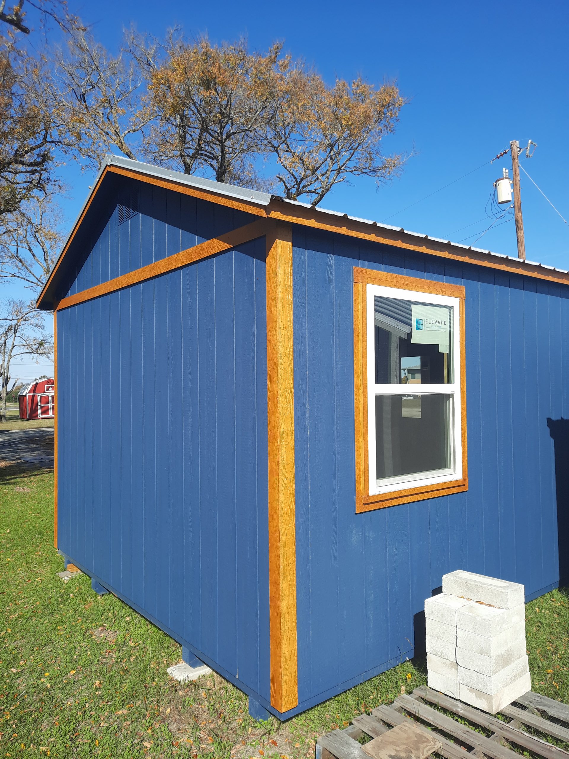 12×20 Cabinette Shed – Navy Blue - LELAND'S SHEDS