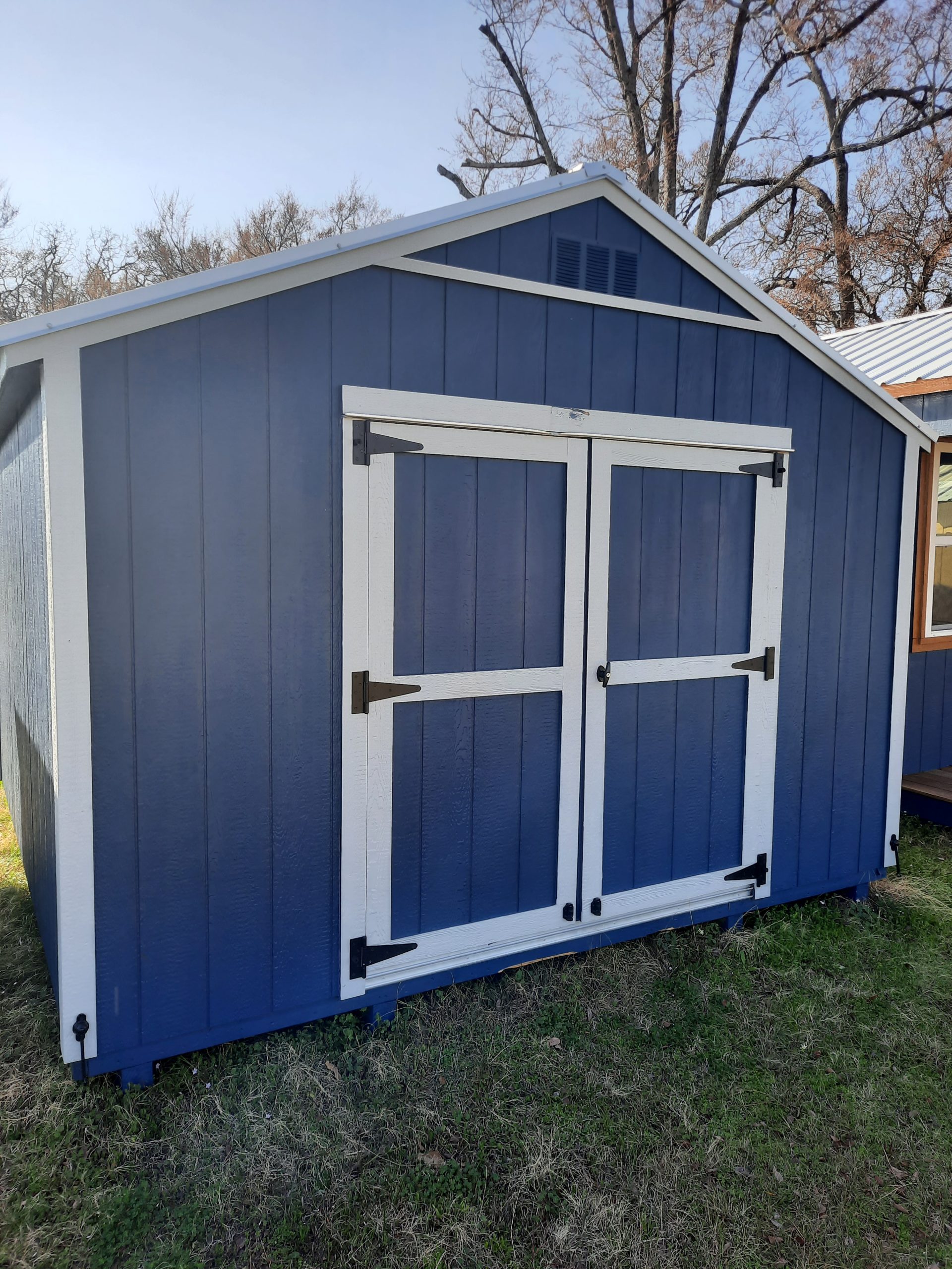 12×12 Utility Shed – Navy Blue - LELAND'S SHEDS