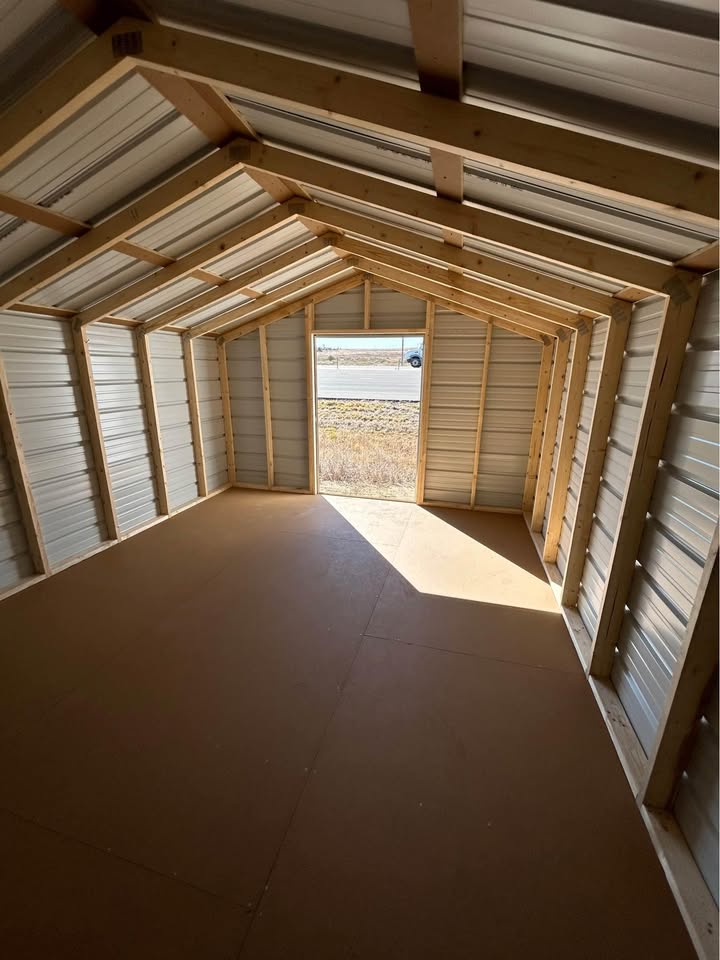 12×16 Metal Shed – Burgundy Metal - LELAND'S SHEDS