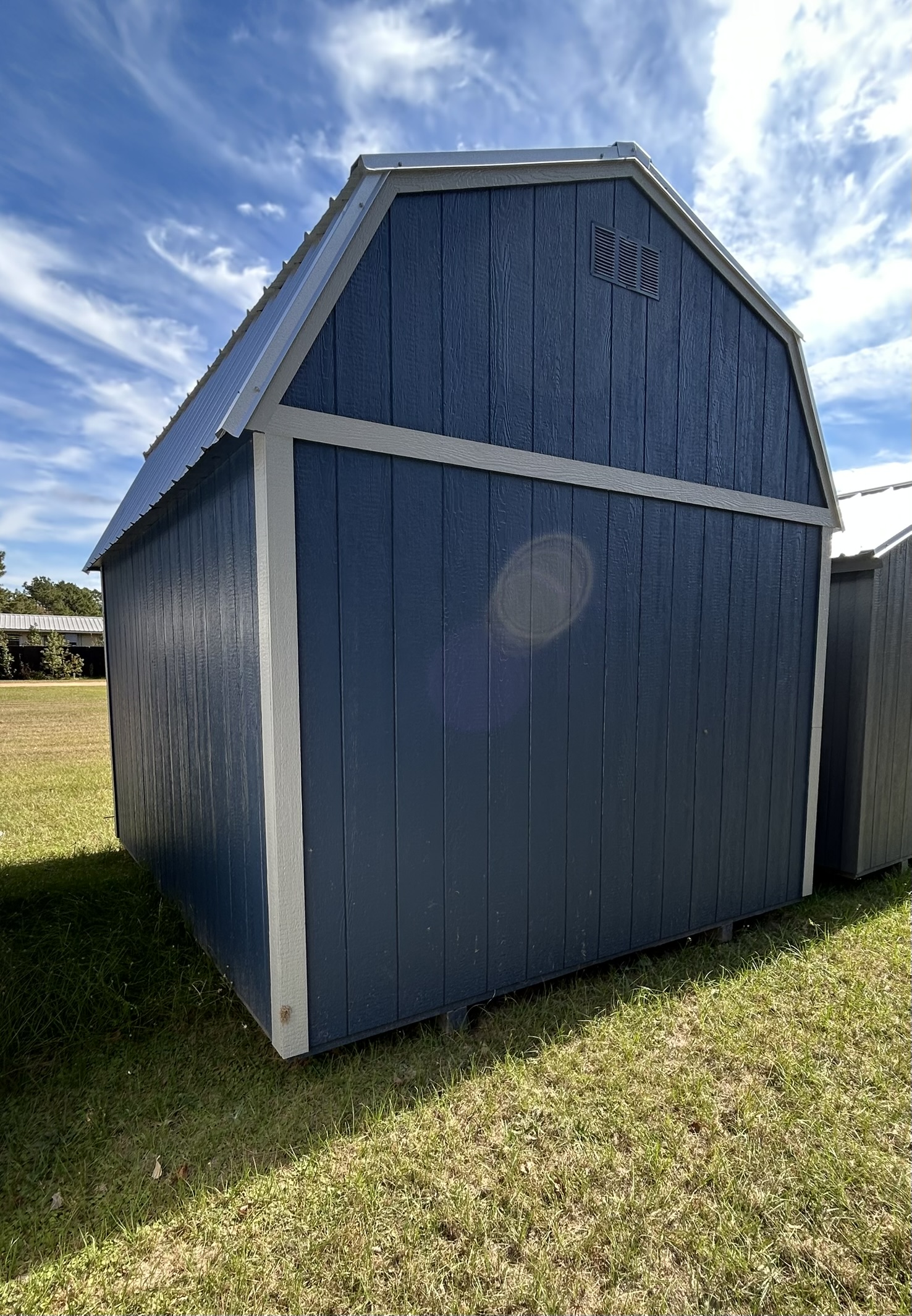 10×12 Lofted Barn Shed – Navy Blue - LELAND'S SHEDS