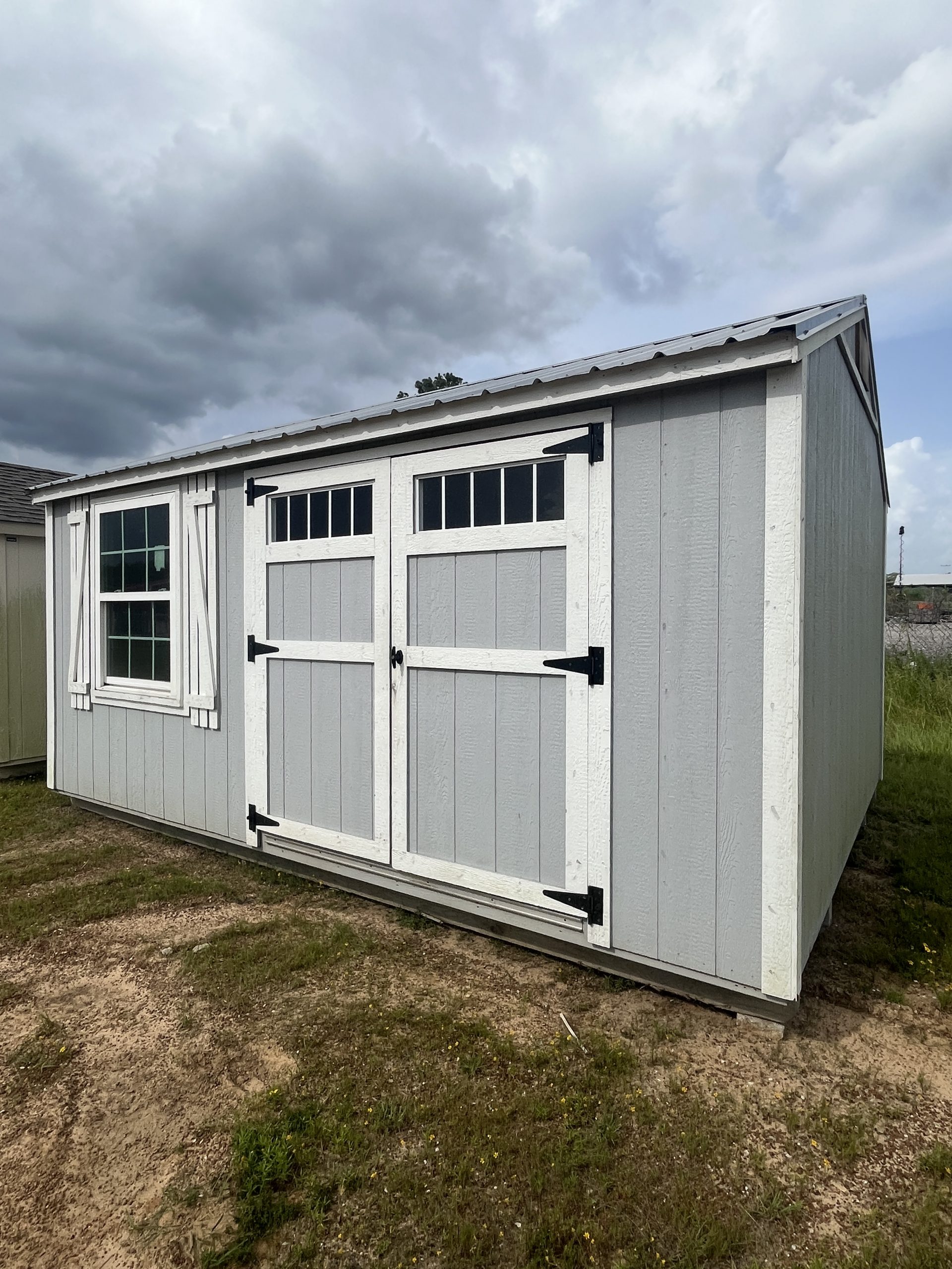 12×16 Utility Shed Rental Return – Light Gray - LELAND'S SHEDS