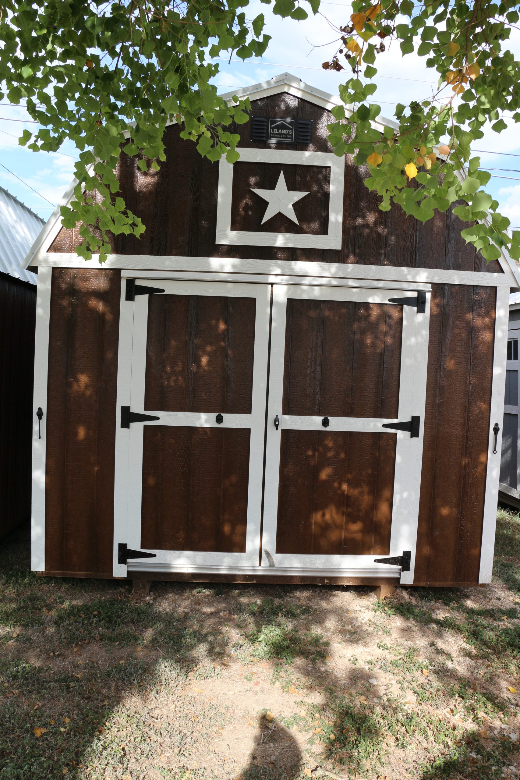 10×12 Lofted Barn Shed – Chestnut Stain - LELAND'S SHEDS