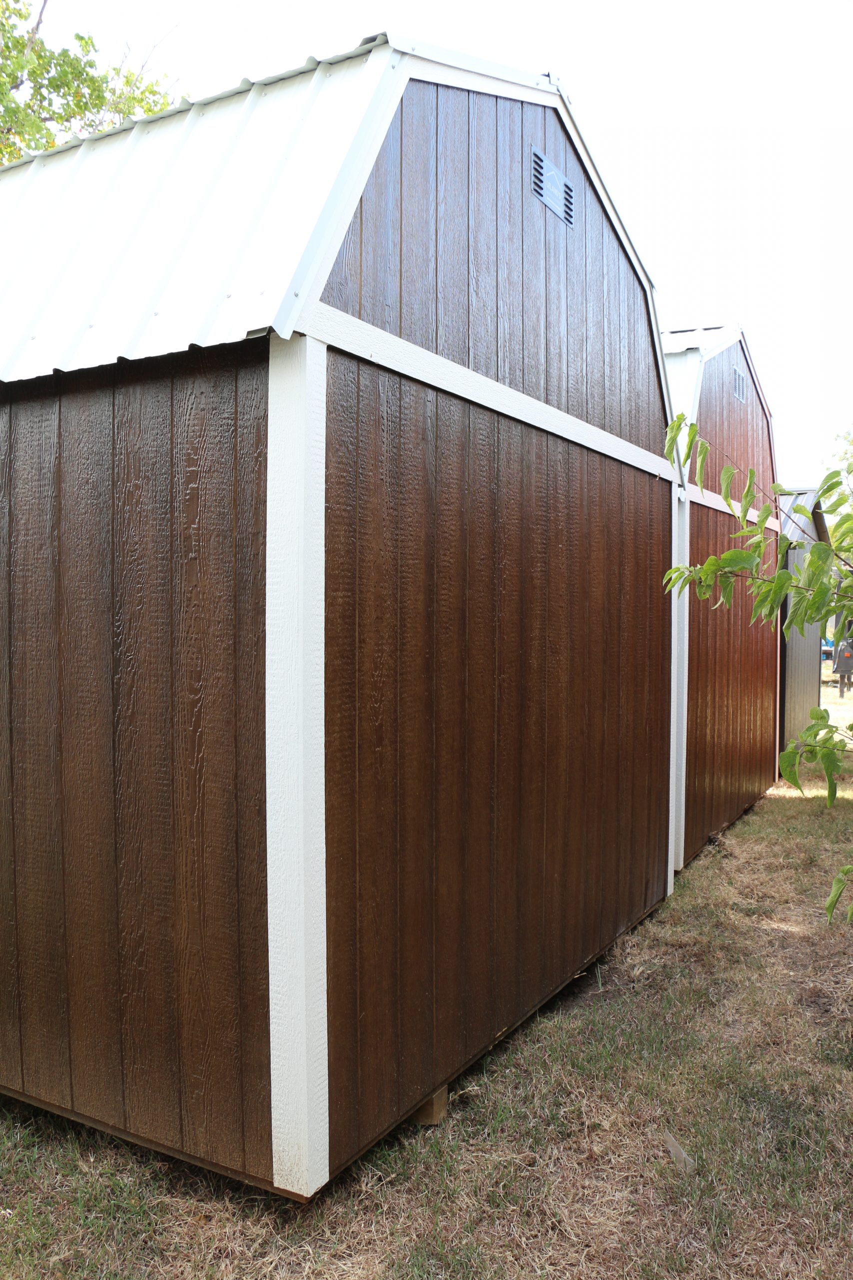 10×12 Lofted Barn Shed – Chestnut Stain - LELAND'S SHEDS