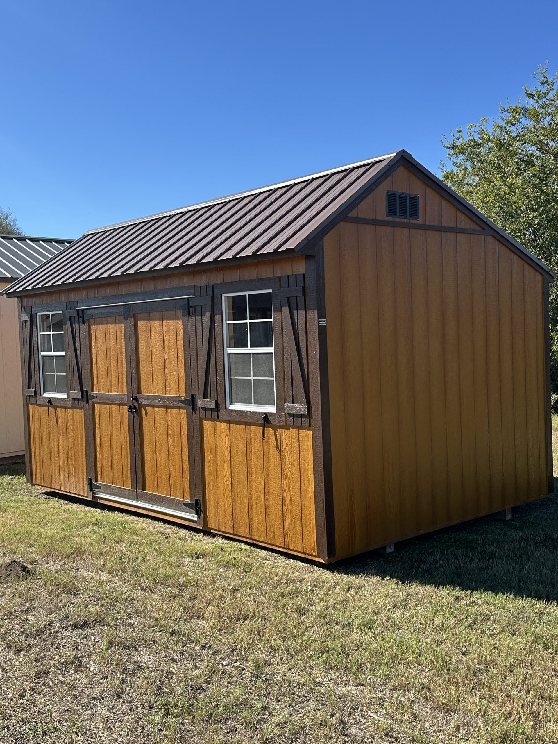 10×16 Garden Shed – Honey Gold Stain - LELAND'S SHEDS