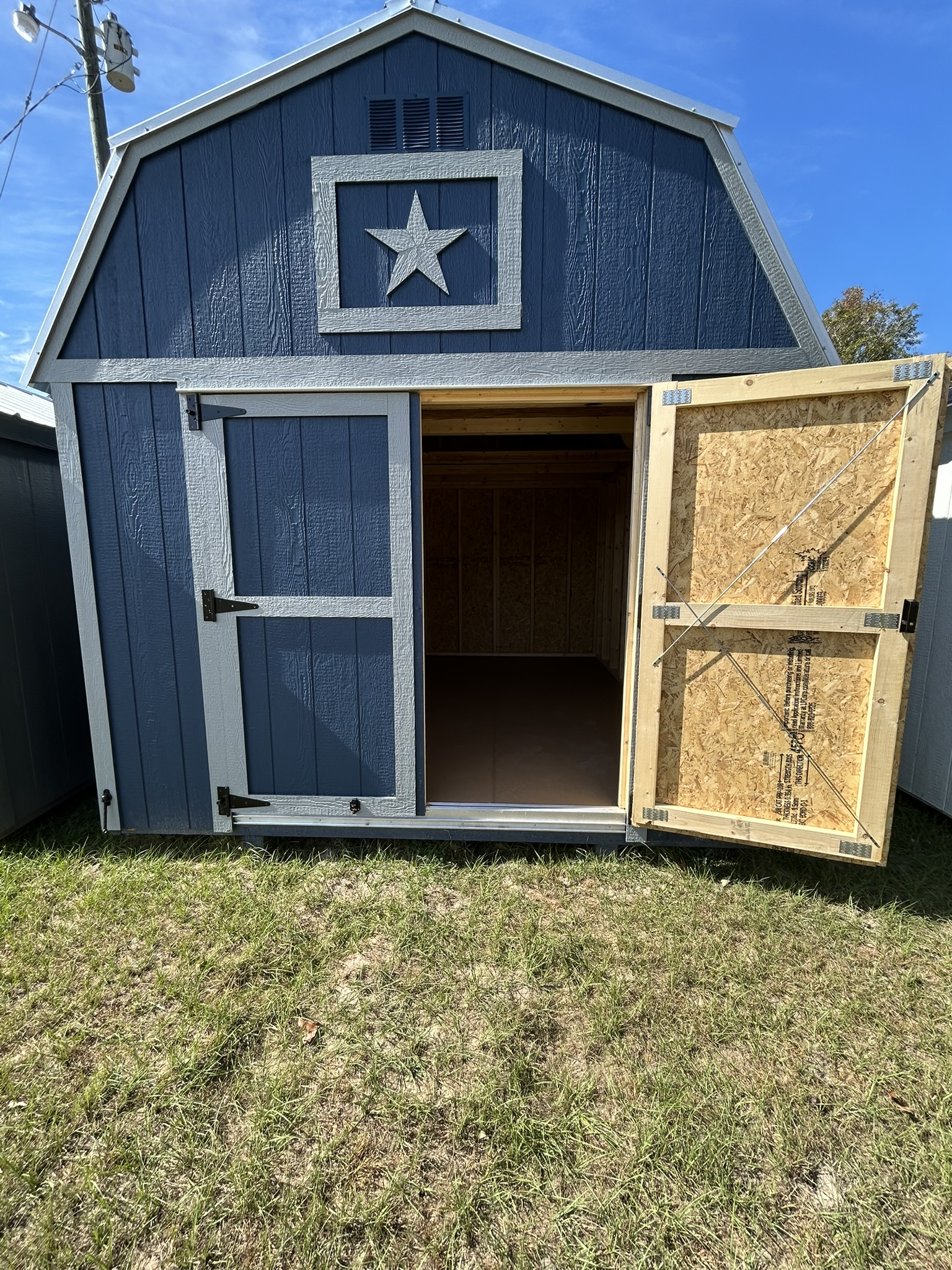 10×12 Lofted Barn Shed – Navy Blue - LELAND'S SHEDS