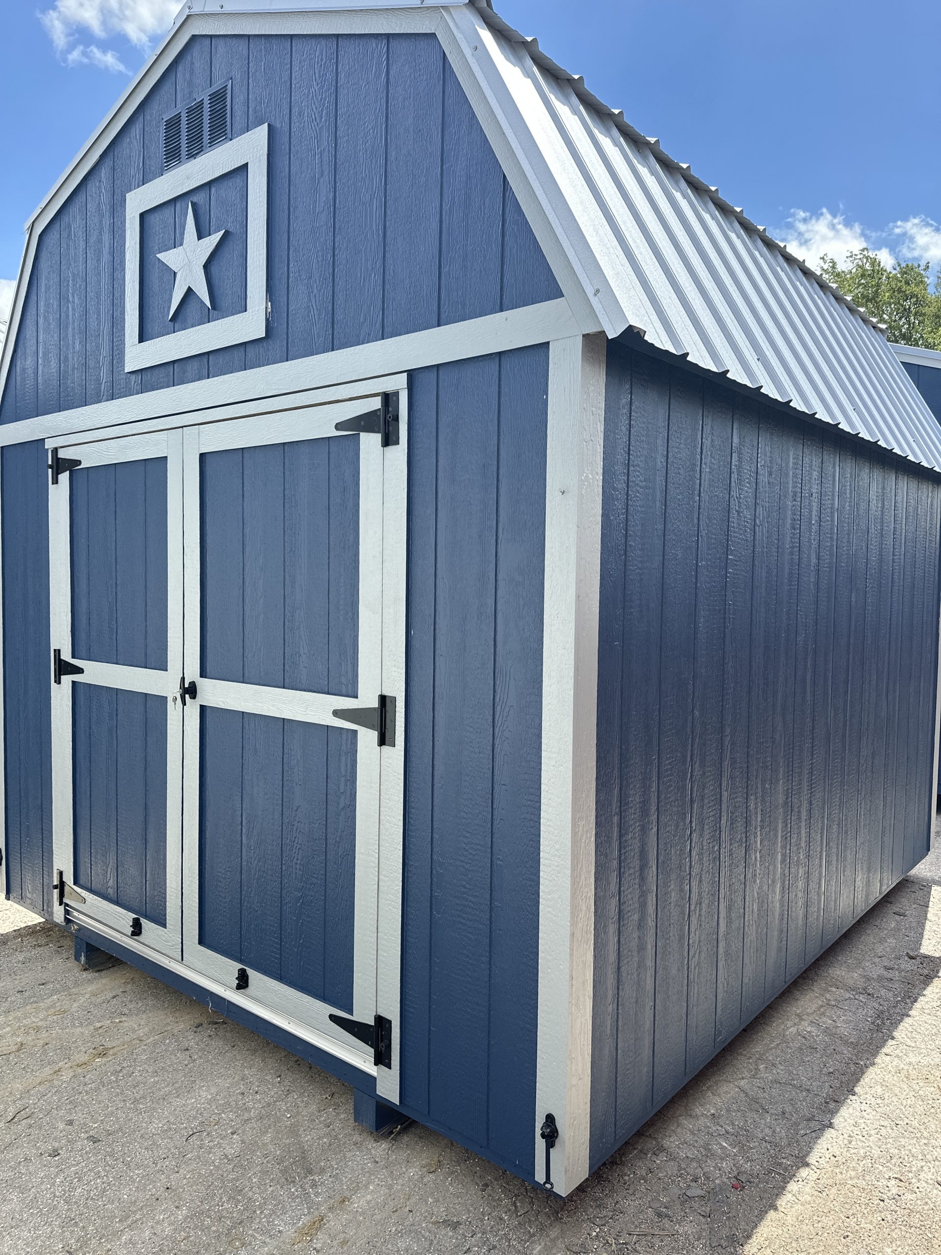 10×12 Lofted Barn Shed – Navy Blue - LELAND'S SHEDS